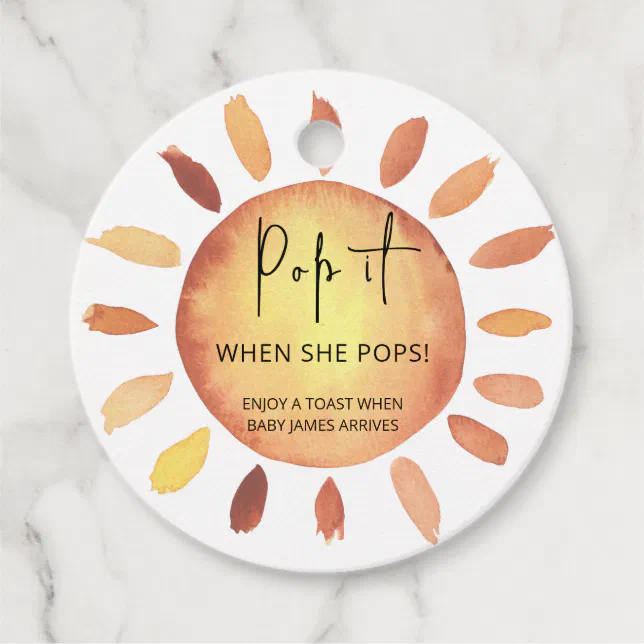 Sunshine Pop it When she pops Favor Tags | Zazzle