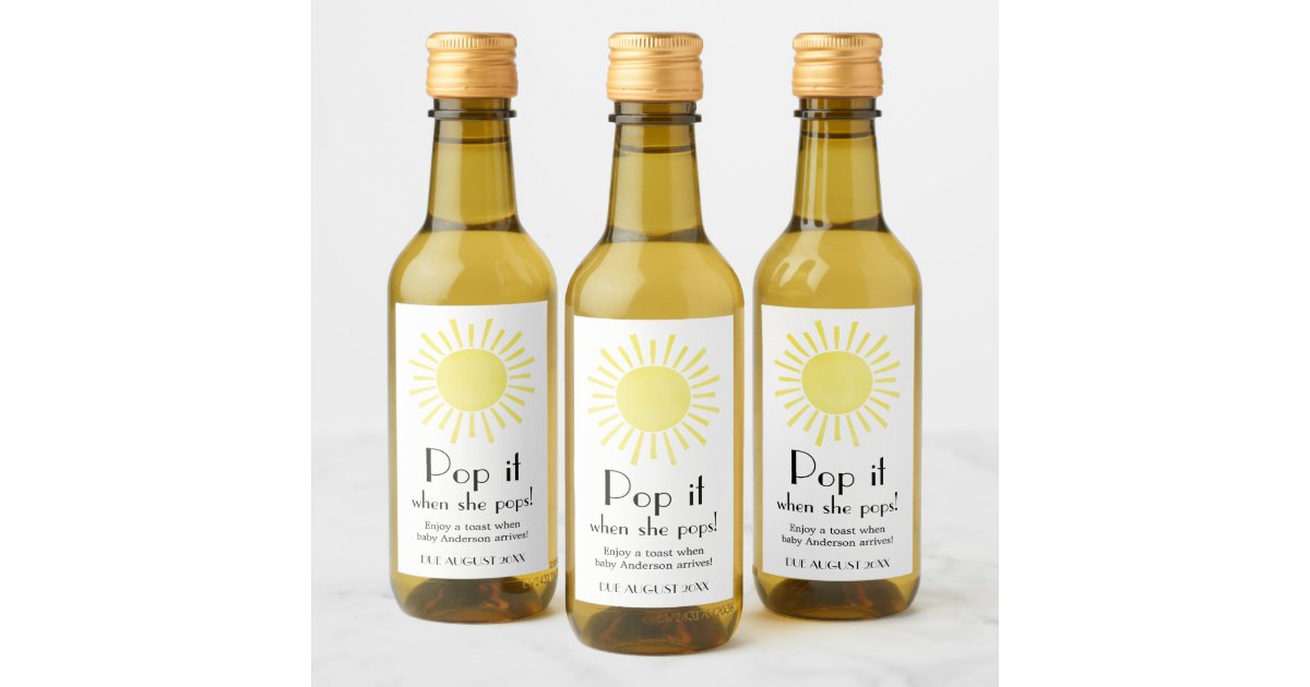 Sunshine Pop it when she Pops Wine Lab Wine Label | Zazzle