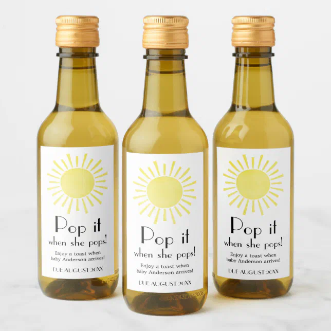 Sunshine Pop it when she Pops Wine Lab Wine Label | Zazzle