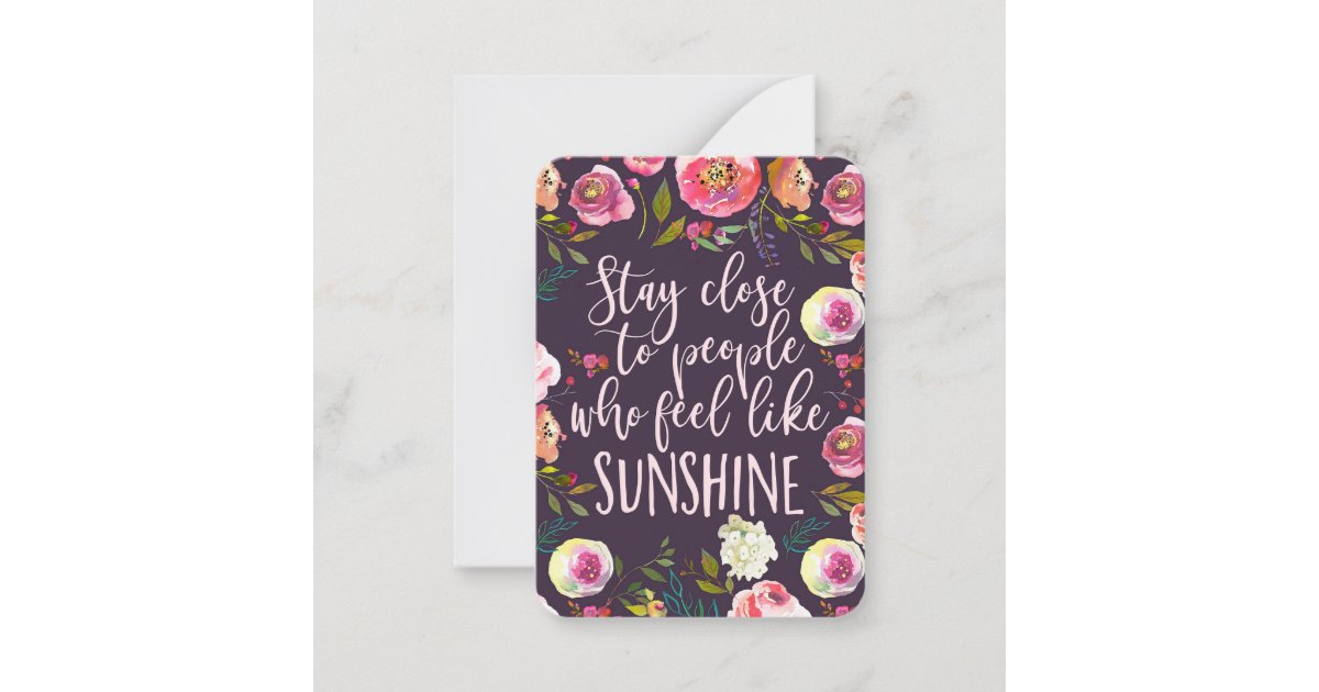 Sunshine Quote, Motivational Inspirational Boho Note Card | Zazzle
