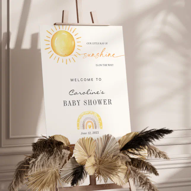 Sunshine & Rainbow Baby Shower Welcome Sign | Zazzle