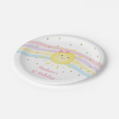 Sunshine Rainbow Pink Gold Pastel Birthday Paper Plates | Zazzle