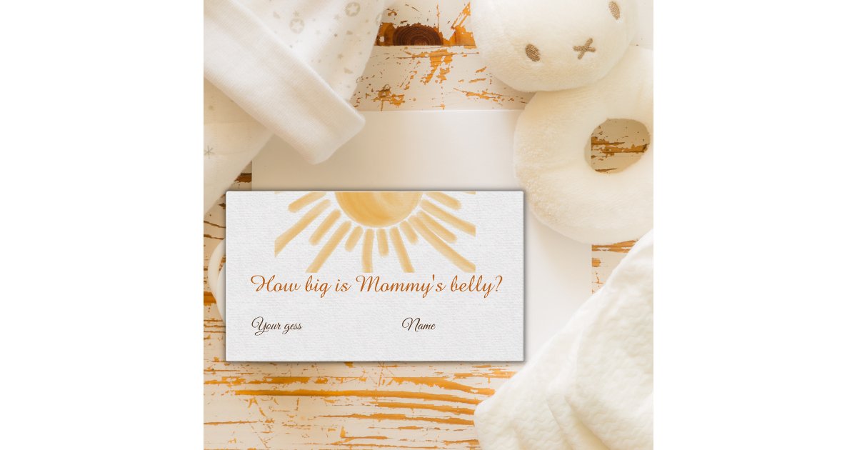 Sunshine Ray Sun Baby Shower Guess Activity Enclosure Card | Zazzle