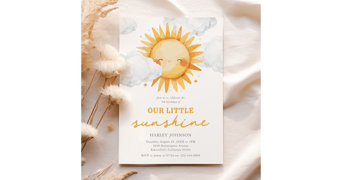 Sunshine Summer Kids Birthday Party Invitation | Zazzle