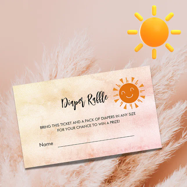 Sunshine sun baby shower diaper raffle ticket enclosure card | Zazzle