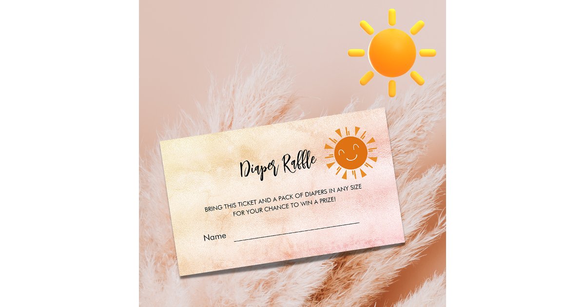 Sunshine sun baby shower diaper raffle ticket enclosure card | Zazzle