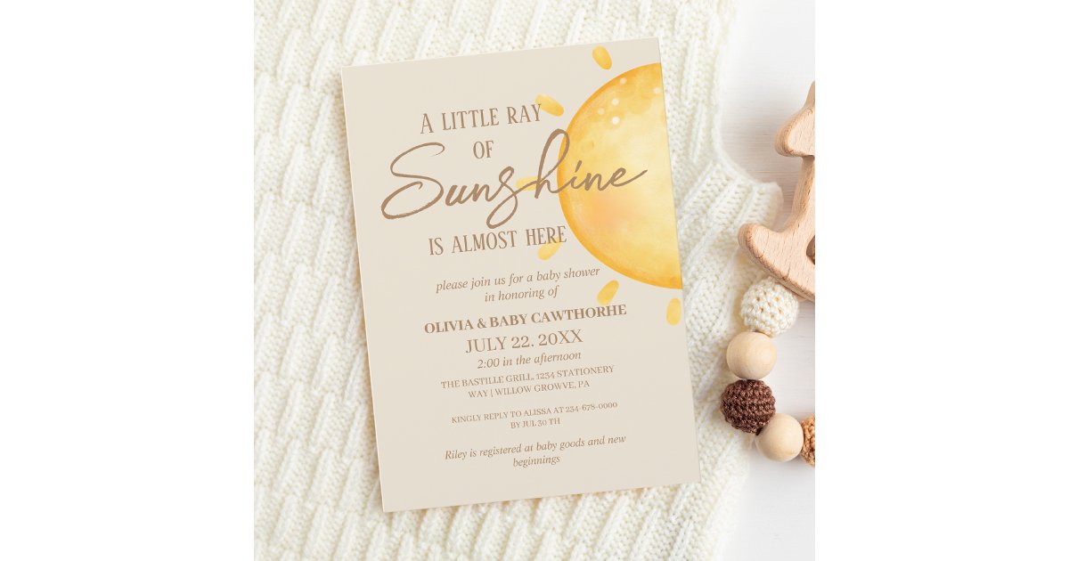 Sunshine sun gender neutral Baby Shower Invitation | Zazzle