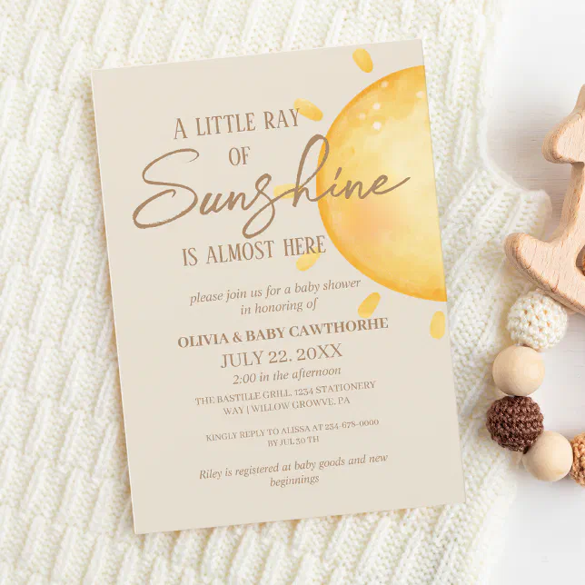 Sunshine sun gender neutral Baby Shower Invitation | Zazzle