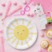 Sunshine, sun minimalist birthday party paper plates | Zazzle