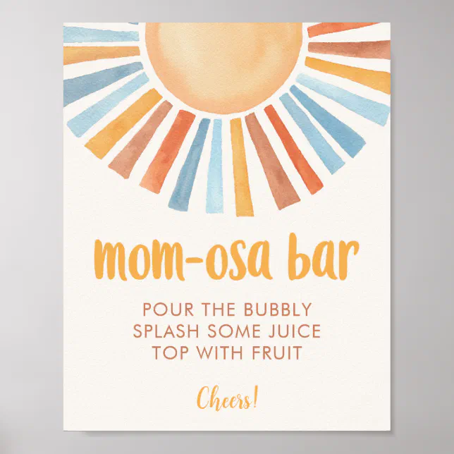 Sunshine sun mom-osa bar baby shower sign | Zazzle