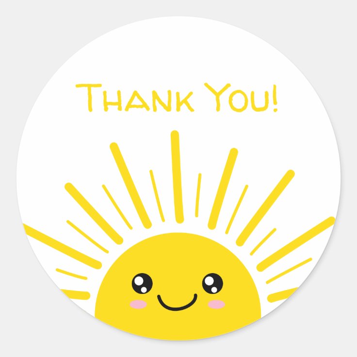 Sunshine Thank you Classic Round Sticker | Zazzle