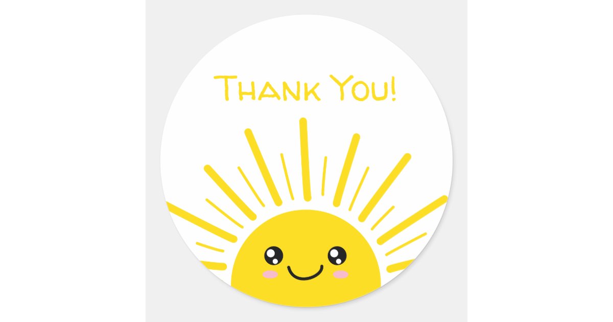 Sunshine Thank you Classic Round Sticker | Zazzle