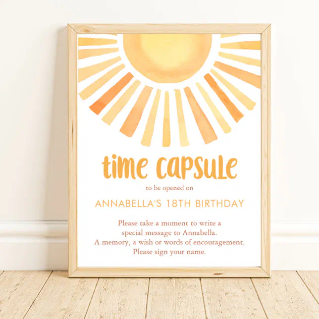 Sunshine Time Capsule 1st birthday gender neutral Poster | Zazzle