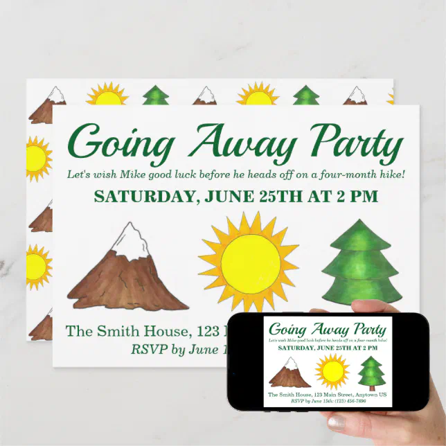 Sunshine Tree Mountain Hiking Woods Outdoor Camp Invitation | Zazzle
