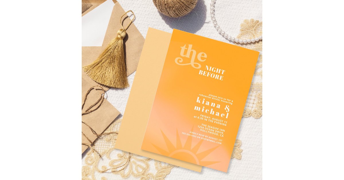 Sunshine Typography Wedding Rehearsal ID1048 Invitation | Zazzle