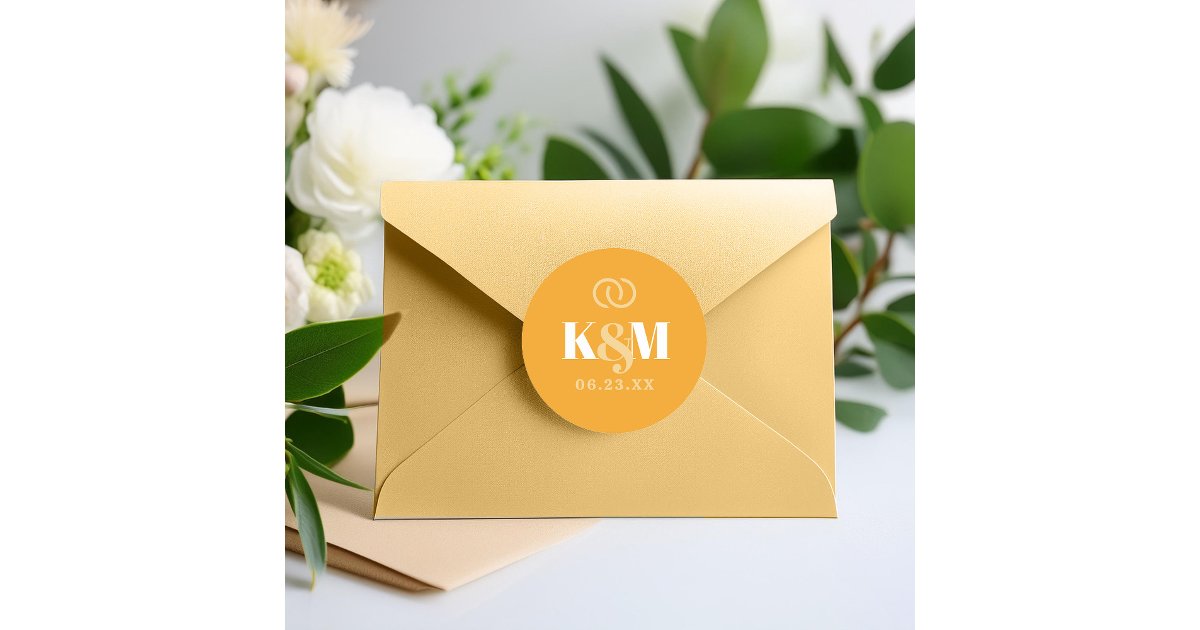 Sunshine Typography Wedding Rings Marigold ID1048 Classic Round Sticker ...