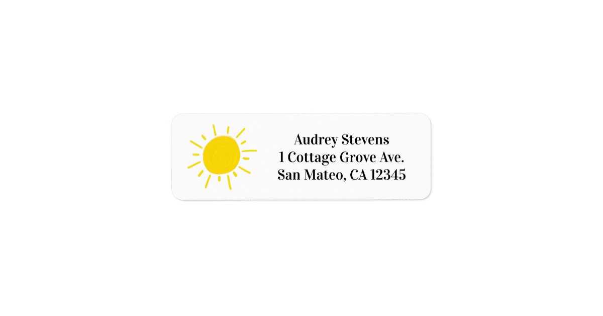 Sunshine Whimsical Yellow Sun Birthday Party Label | Zazzle