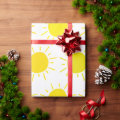 Sunshine Whimsical Yellow Sun Birthday Party Wrapping Paper | Zazzle