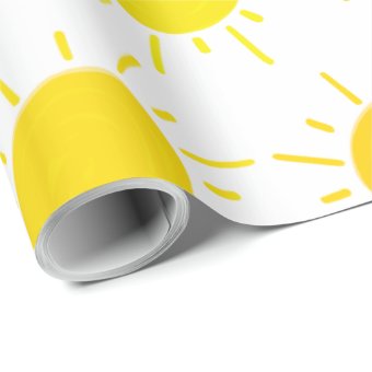 Sunshine Whimsical Yellow Sun Birthday Party Wrapping Paper | Zazzle