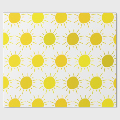 Sunshine Whimsical Yellow Sun Birthday Party Wrapping Paper | Zazzle