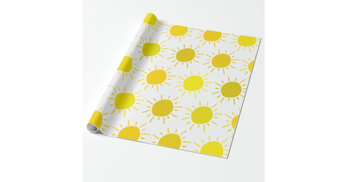 Sunshine Whimsical Yellow Sun Birthday Party Wrapping Paper | Zazzle