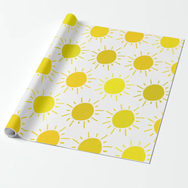 Sunshine Whimsical Yellow Sun Birthday Party Wrapping Paper | Zazzle