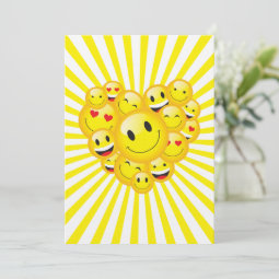 Sunshine Yellow Happy Smile Faces Rave Party Invitation | Zazzle