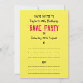 Sunshine Yellow Happy Smile Faces Rave Party Invitation | Zazzle
