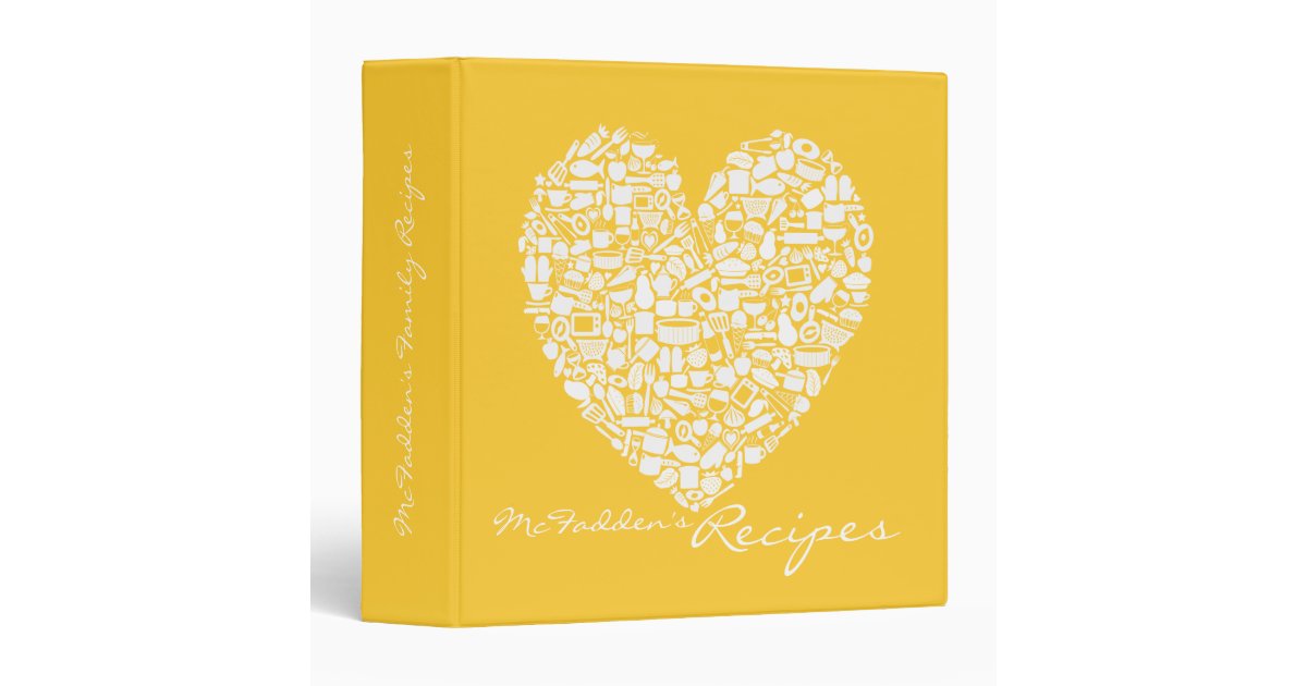 Sunshine Yellow Recipe Personalized Name Binder | Zazzle
