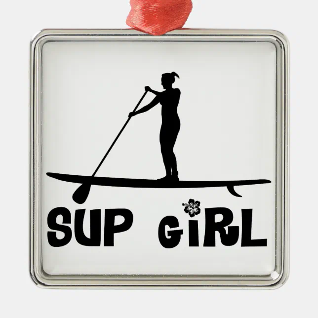 SUP Girl Metal Ornament | Zazzle