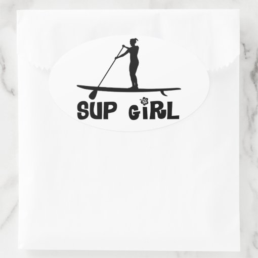 SUP Girl Oval Sticker | Zazzle