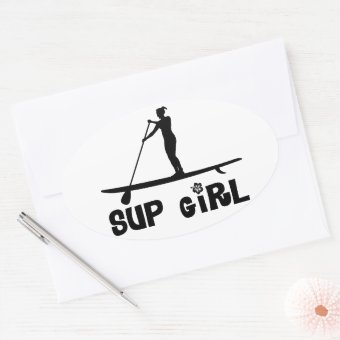 SUP Girl Oval Sticker | Zazzle