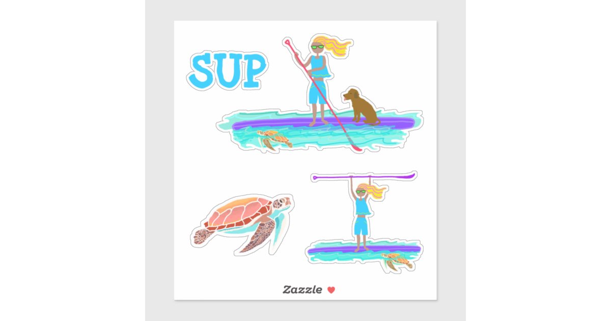 SUP Stand-up Paddleboard Tropical Sea Turtle Sticker | Zazzle.com