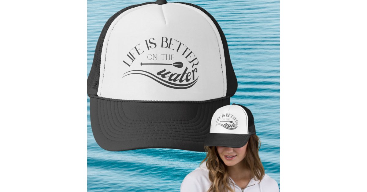 SUP stand up paddling outfit sepia black Trucker Hat | Zazzle