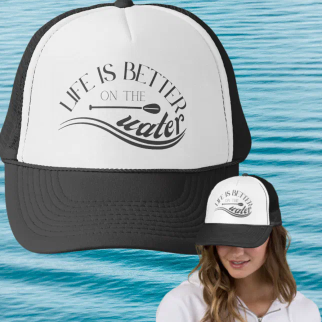 SUP stand up paddling outfit sepia black Trucker Hat | Zazzle