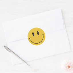 Super big smile happy face Emoji Classic Round Sticker | Zazzle