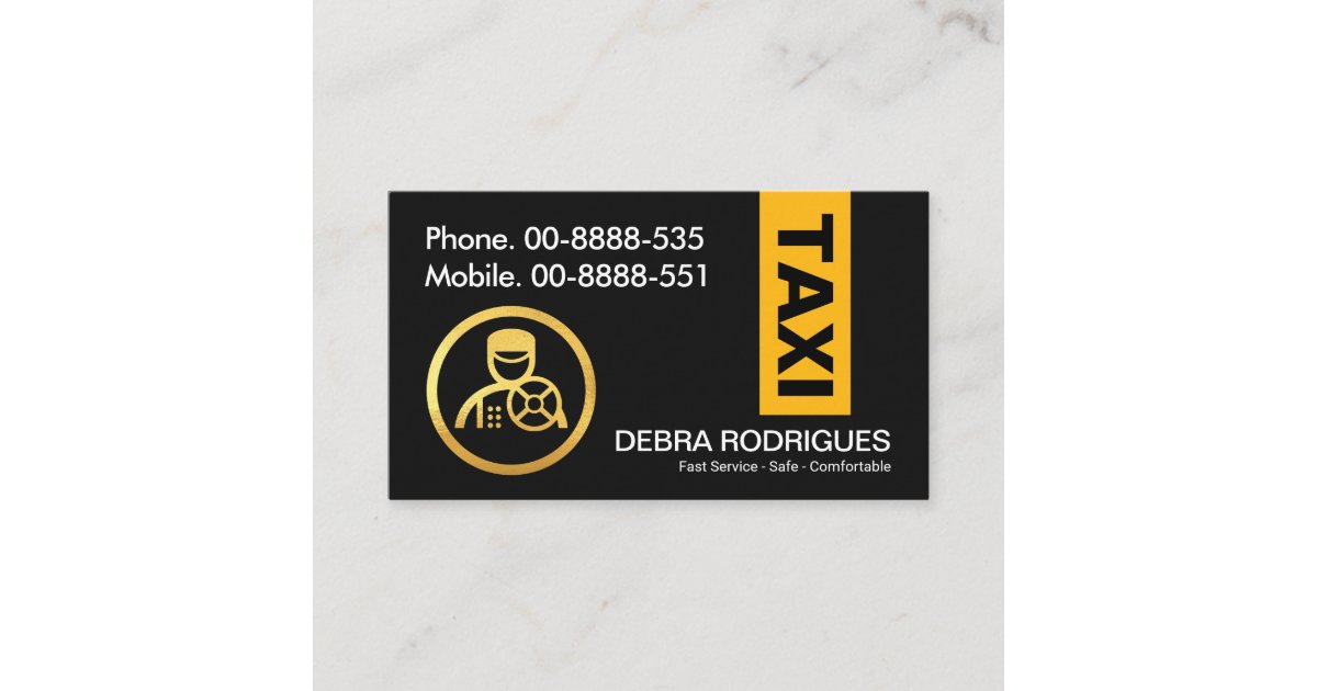 Super Black With Yellow Taxi Color Tab Business Card | Zazzle