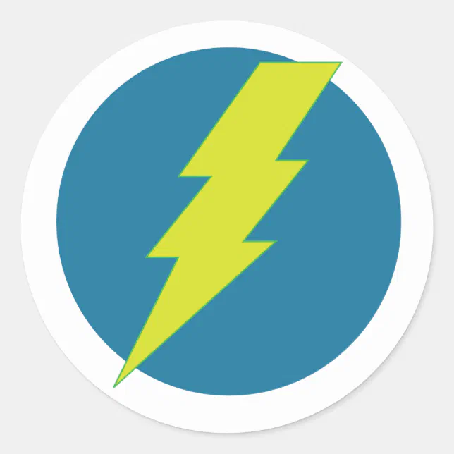 Super Blue Thunderbolt Classic Round Sticker | Zazzle