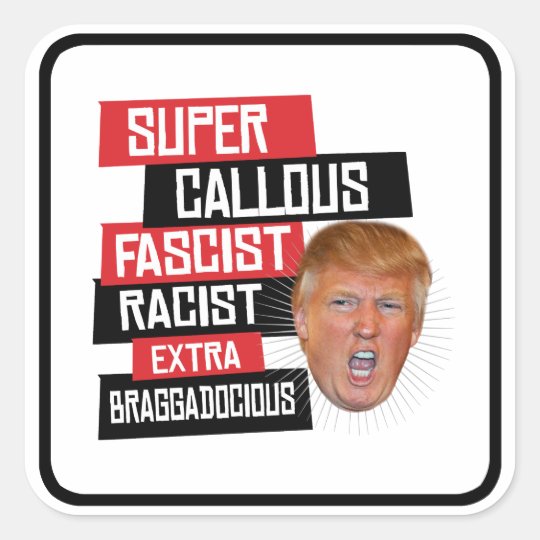Super Callous Fascist Racist Extra Braggadocious - Square Sticker ...