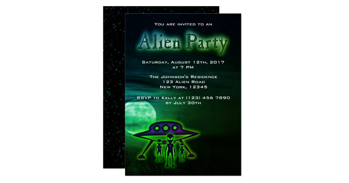 Super Cool Alien Party Invite | Zazzle.com
