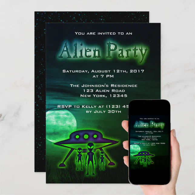 Super Cool Alien Party Invite | Zazzle