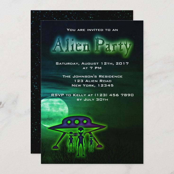 Super Cool Alien Party Invite | Zazzle