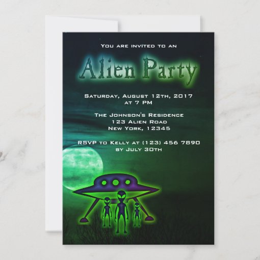 Super Cool Alien Party Invite | Zazzle