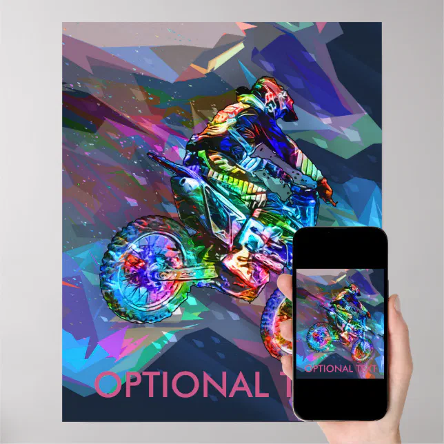 Super Crayon Colored Dirt Bike Downhill Poster | Zazzle