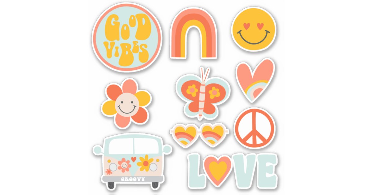 Super cute 70's retro fun flower power themed sticker | Zazzle