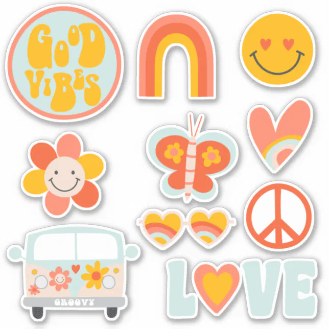 Super cute 70's retro fun flower power themed sticker | Zazzle