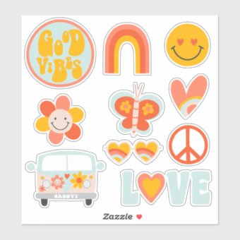 Super cute 70's retro fun flower power themed sticker | Zazzle