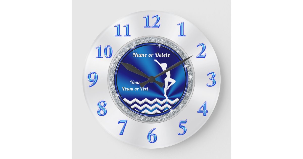 Super Cute Blue and White Gymnastics Clock | Zazzle