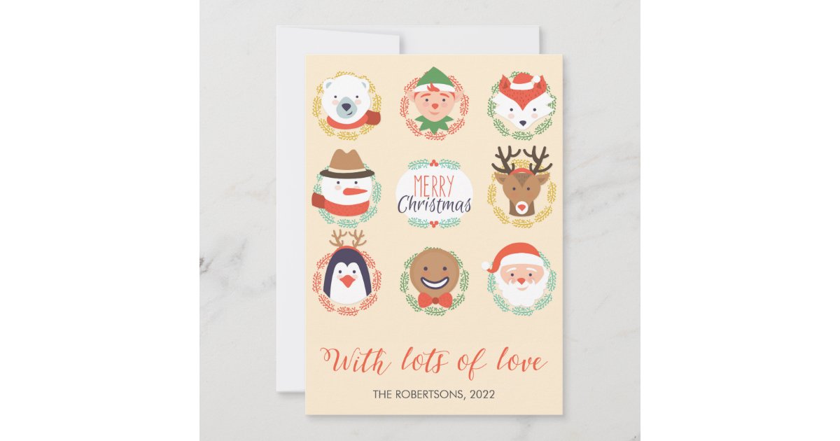 Super Cute Christmas Characters Theme Card | Zazzle