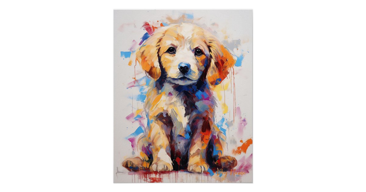 Super Cute Golden Retriever Dog Puppy 005 - Xeno L Poster | Zazzle